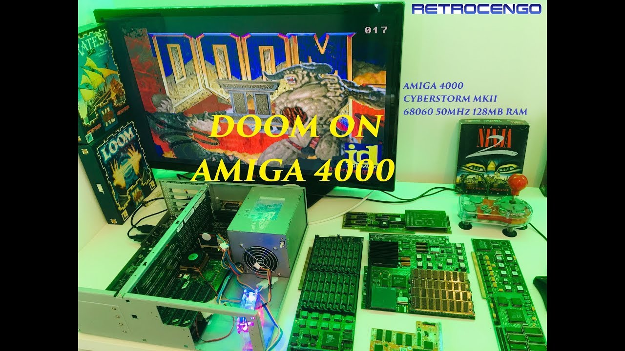 ADOOM on AMIGA 4000 CYBERSTORM MKII 68060 50MHz 128MB RAM - YouTube