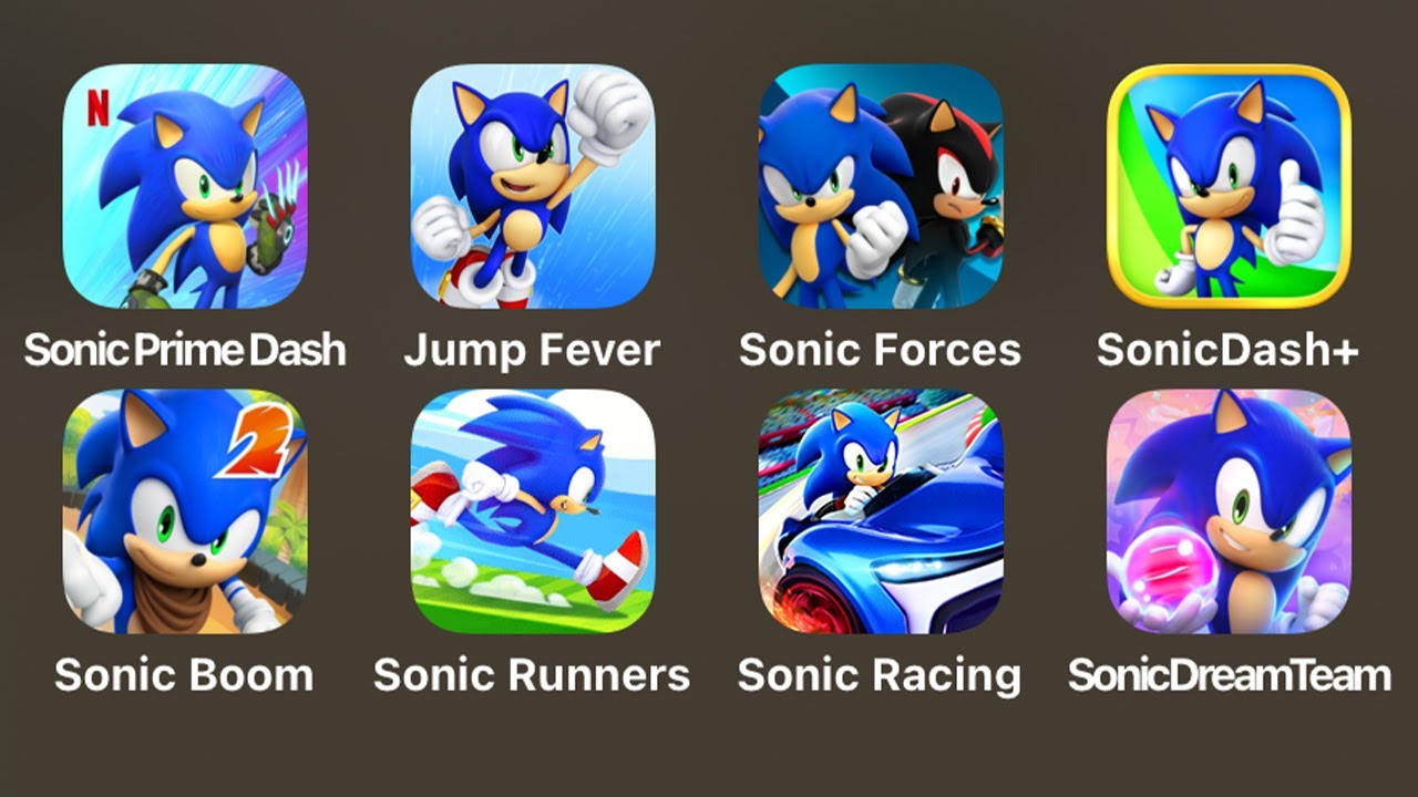 Sonic Prime Dash,,Sonic Jump Fever,,Sonic Forces,,Sonic Dash+,,Sonic ...