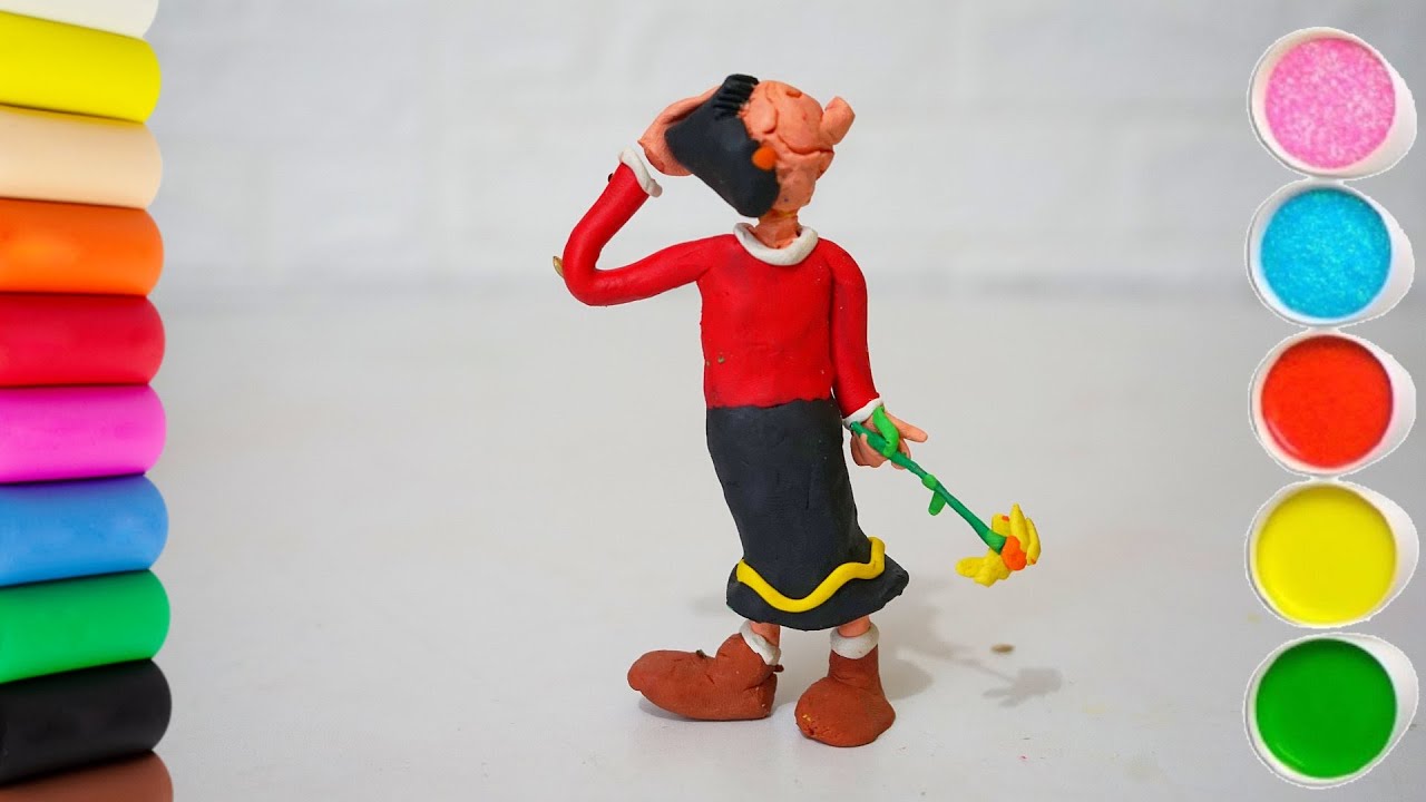how to make popeye Olive Oyl, from polymer clay - YouTube