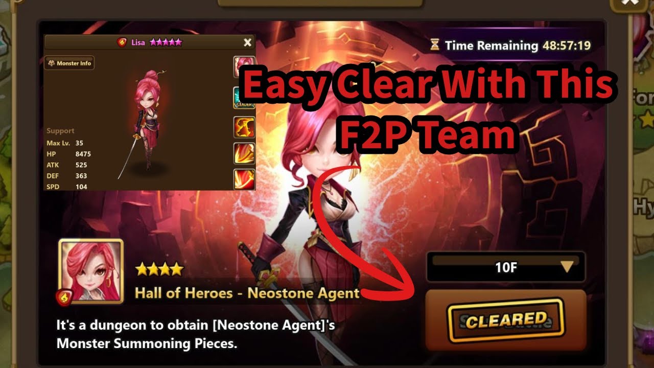 Summoners War: F2P Team for Fire Neostone Agent Lisa Hall of Heroes ...