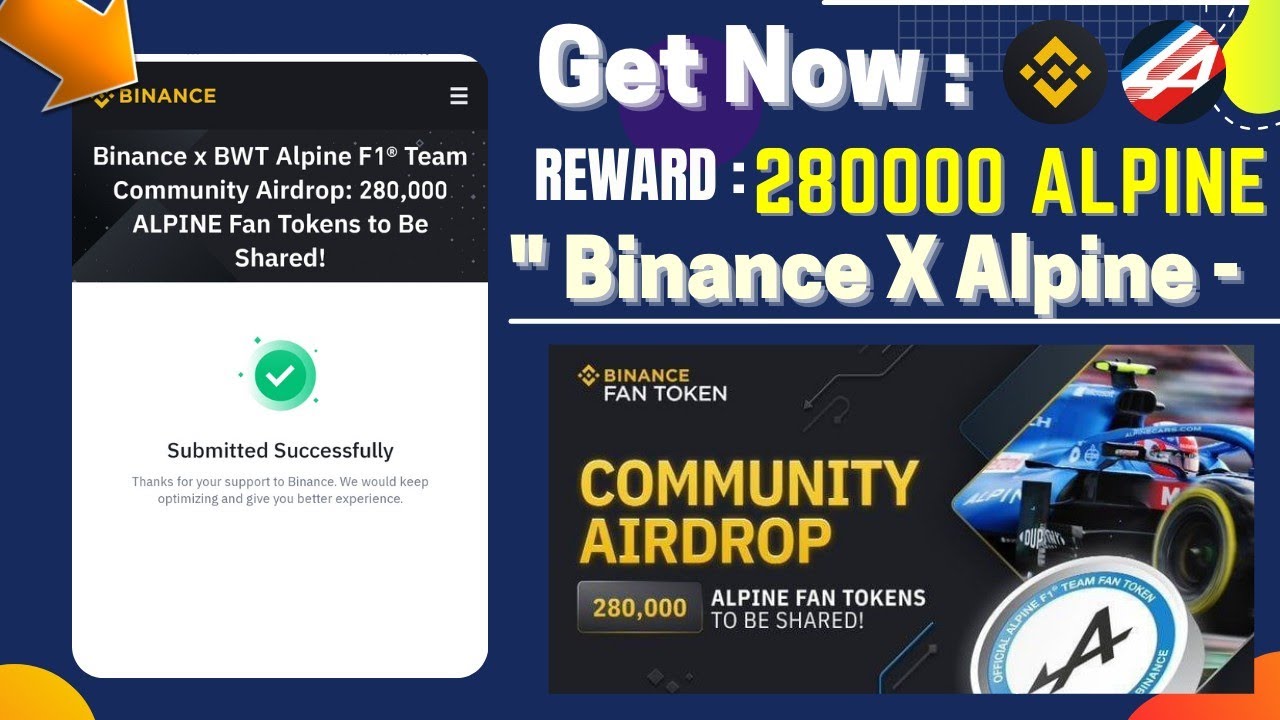 BINANCE X BWT Alpine F1® Team Community Airdrop🔥Reward 280,000 ALPINE ...