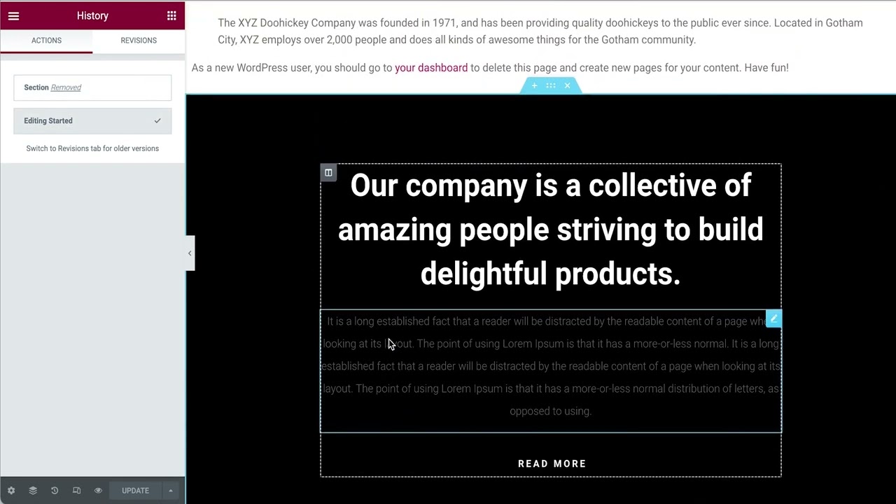Elementor history tutorial - YouTube