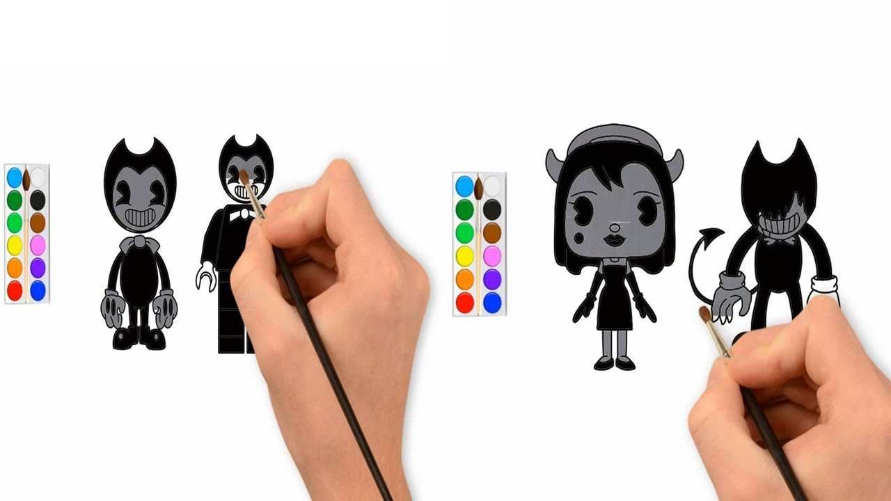 How to Draw Bendy for Kids | Learn Colors for Kids | Coloring Only ...