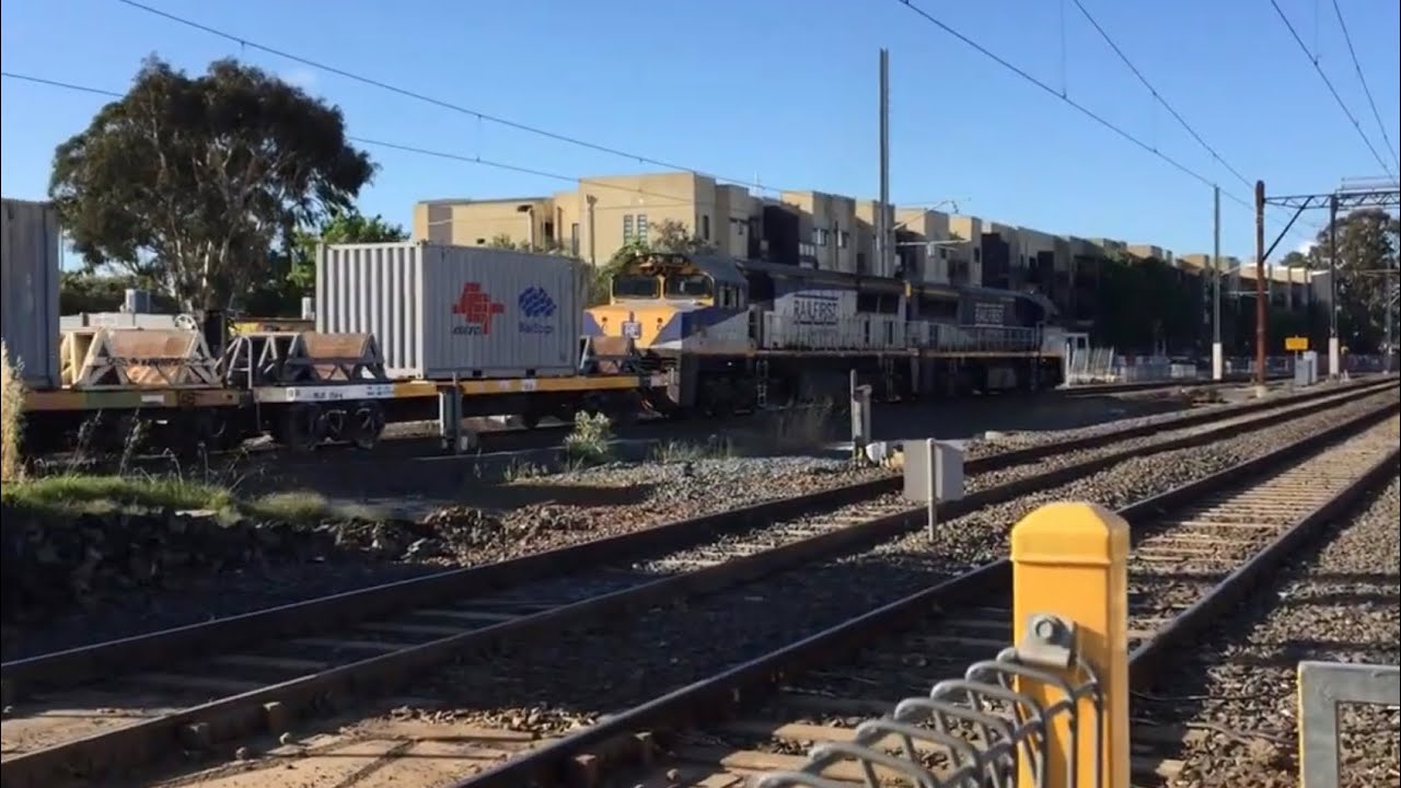 2 VL Class Locos Lead Container Freight Train Through Glen Huntly Tram ...