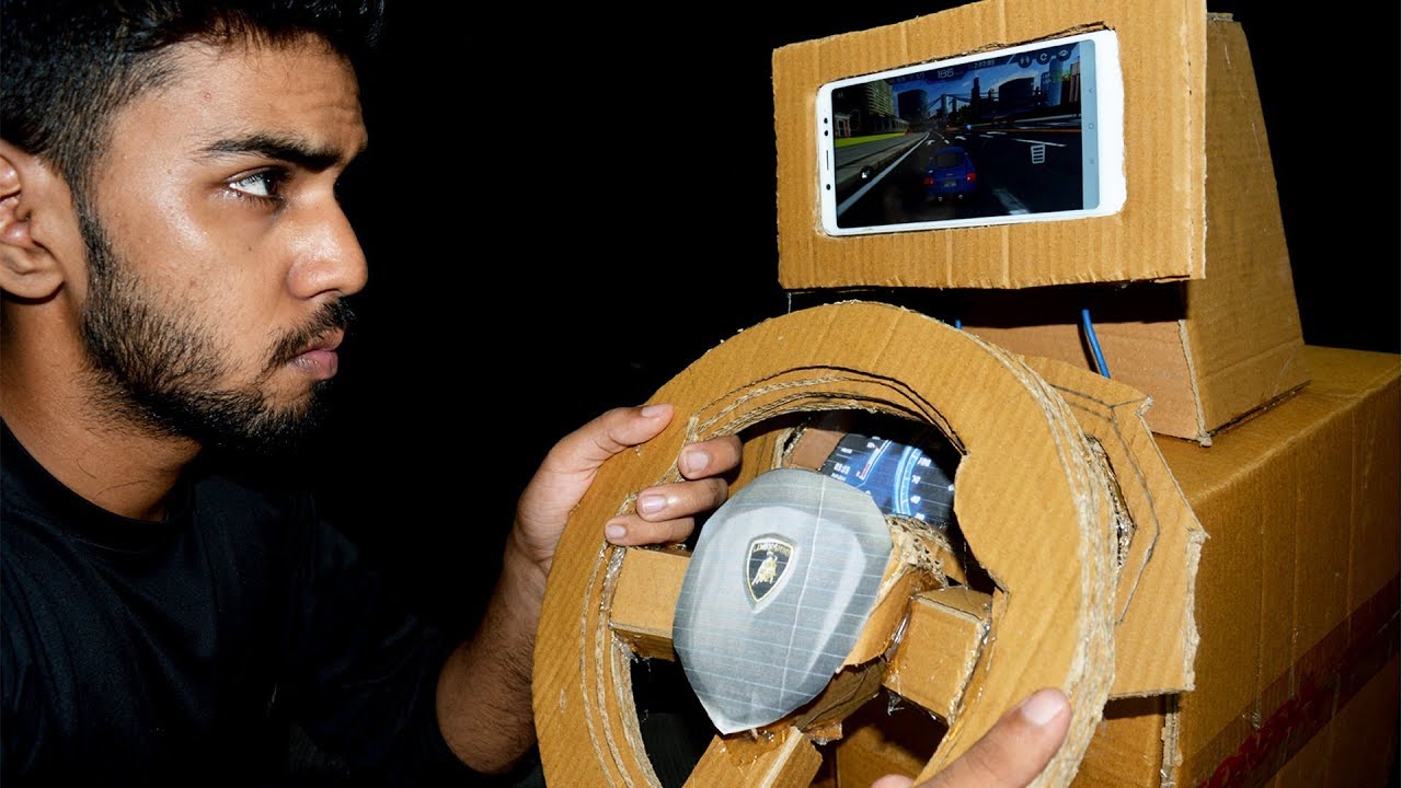 How to make Mobile Racing Game Lamborghini steering out of card board ...