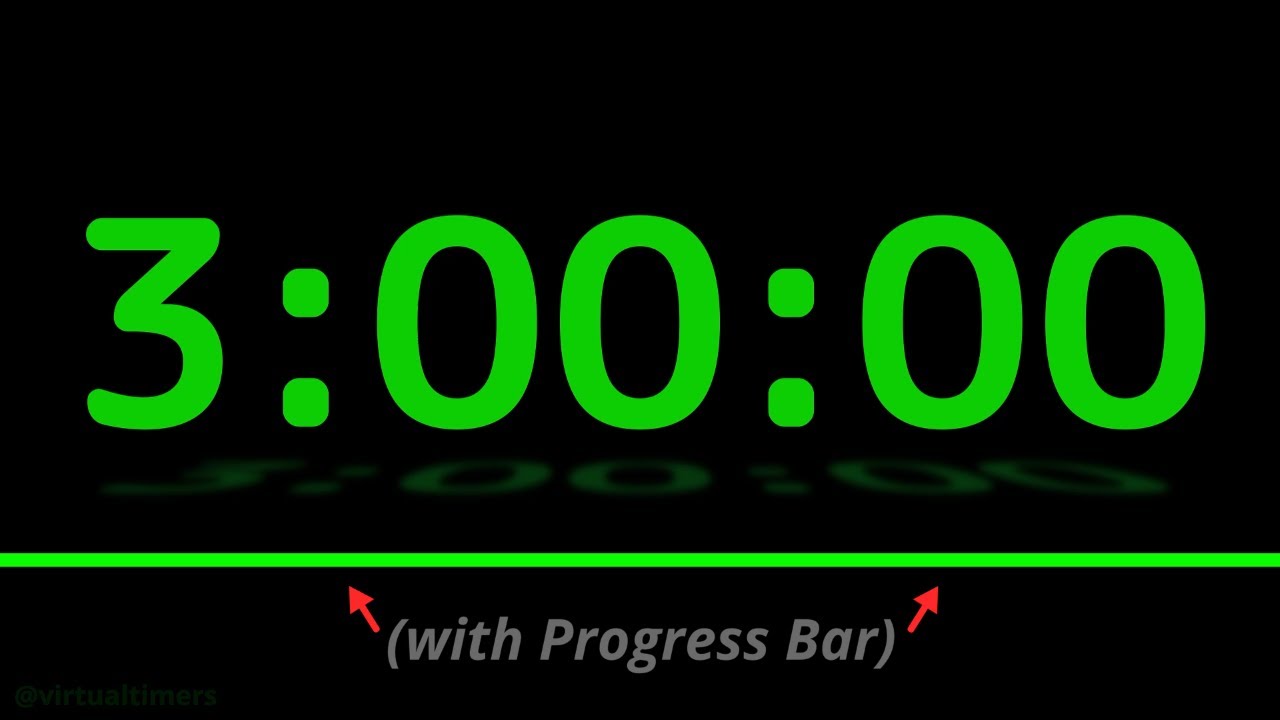 SILENT - 3 Hours Countdown - Green Reflection with Progress Bar and ...