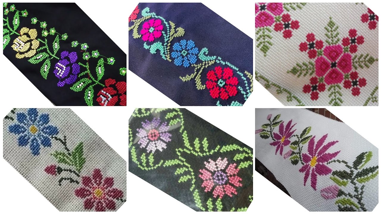 beautiful cross stitch border design //dusuti border design //hand ...