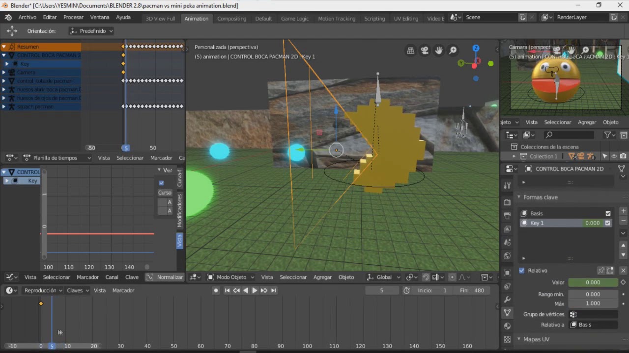 pac man 2D rigging animación timeplase - YouTube