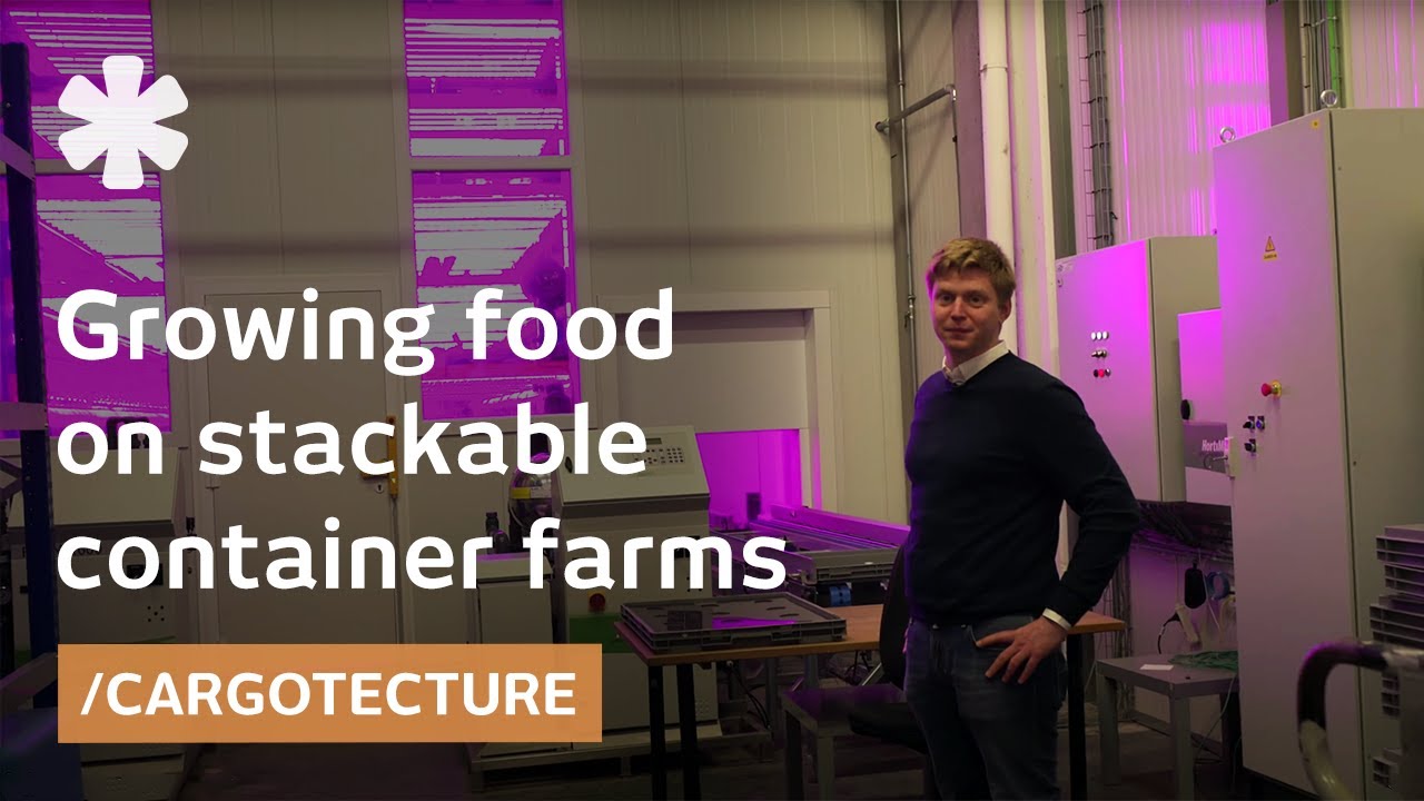 Using containers to stack high yield farms for urban produce - YouTube