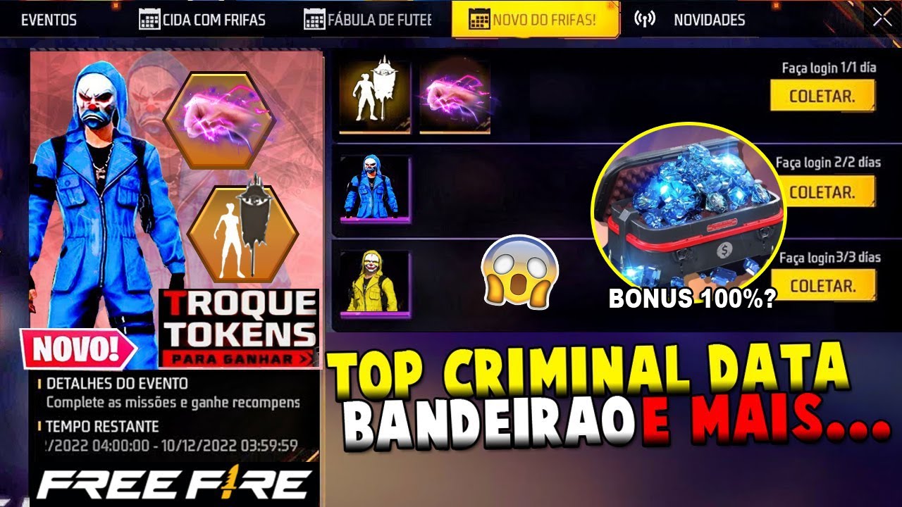 AMANHÃ EVENTO! BONUS 100%? PEGUE BANDEIRÃO, TOP CRIMINAL, FFWS 2024 ...