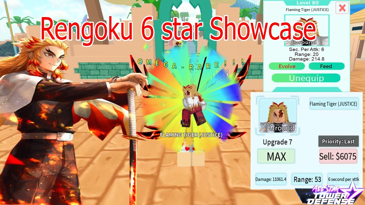 (Code) Rengoku 6 Star Showcase | All Star Tower Defense - YouTube