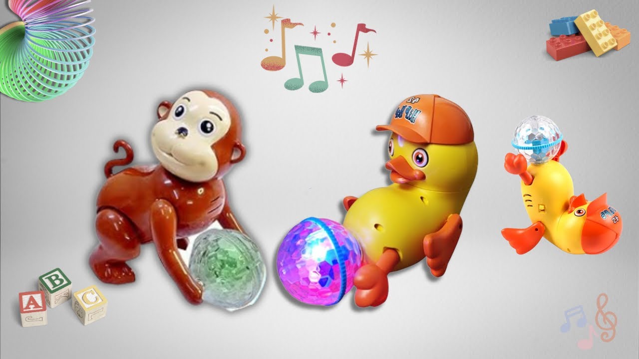 ASMR Monkey & Duck Rotating Toy Unboxing | Relaxing & Satisfying Sounds ...