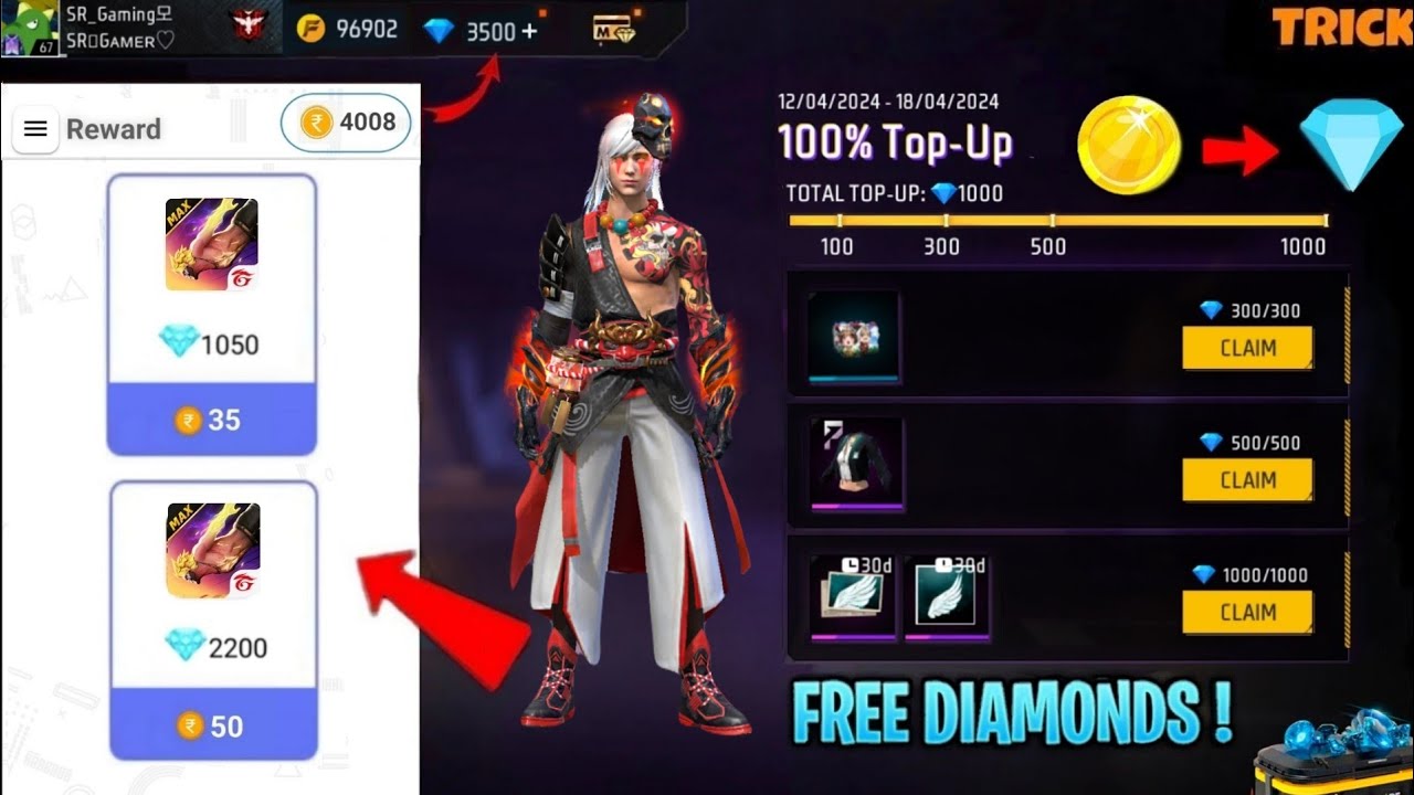 Free Fire Max Diamond Trick 2024 || How To Get Free Diamonds In Free ...