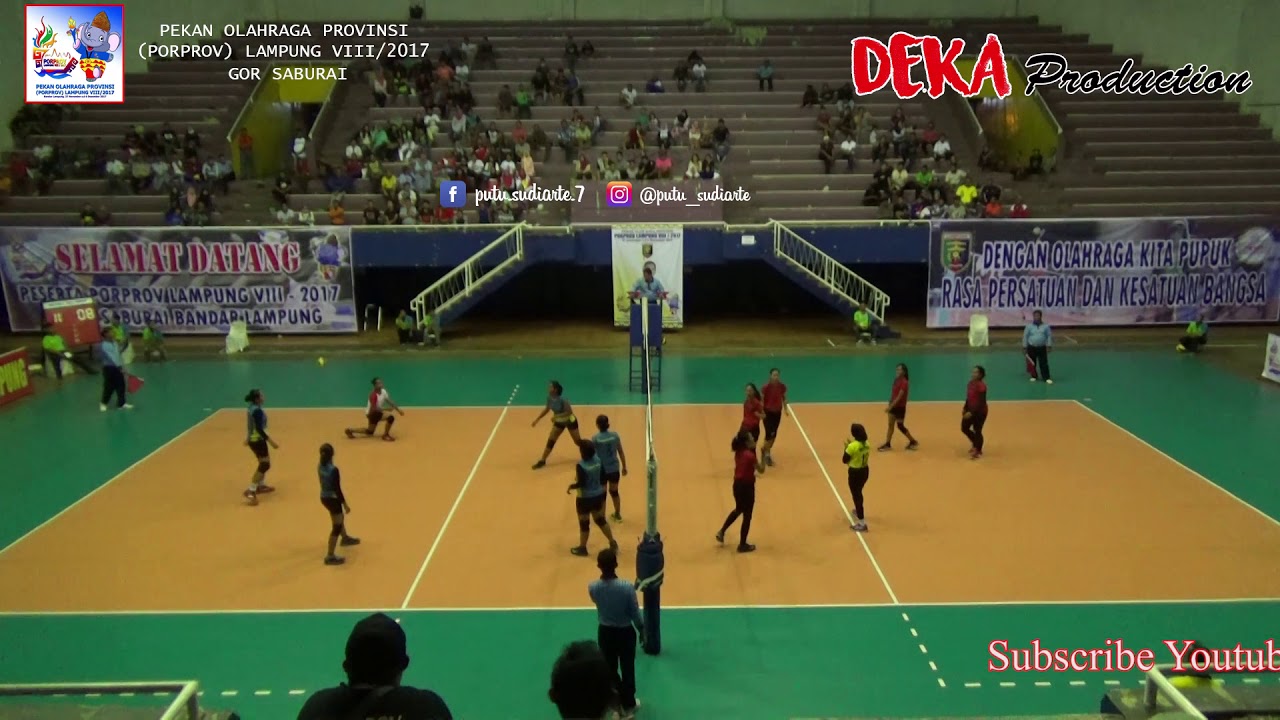 Metro VS Pesawaran "Porprov Lampung 2017 Cab. VollyBall Putri" | Deka Production - YouTube