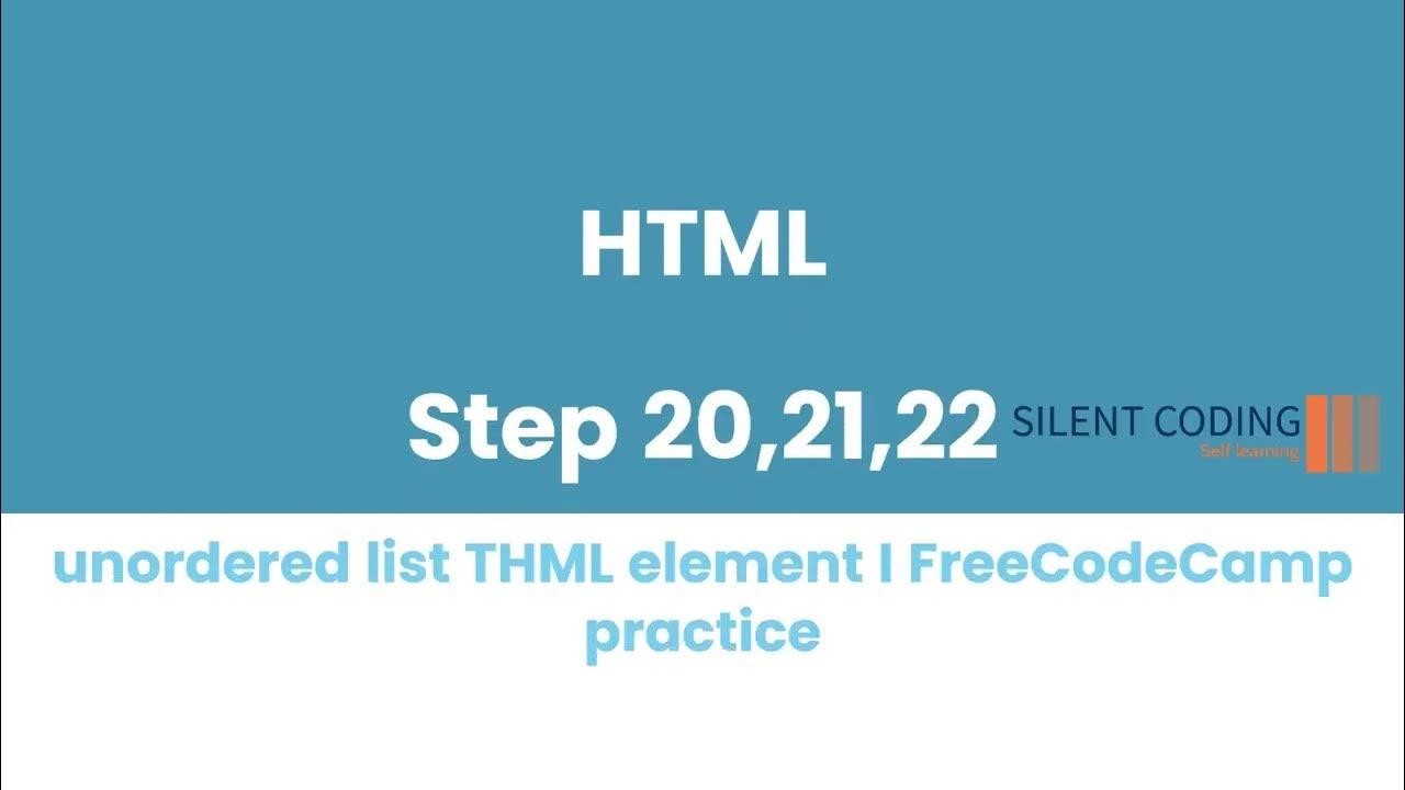 unordered list element I HTML Step 20,21,22 - YouTube