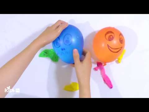 Learn colors with 5 Water Balloons Finger Family Nursery Rhymes Kids ...
