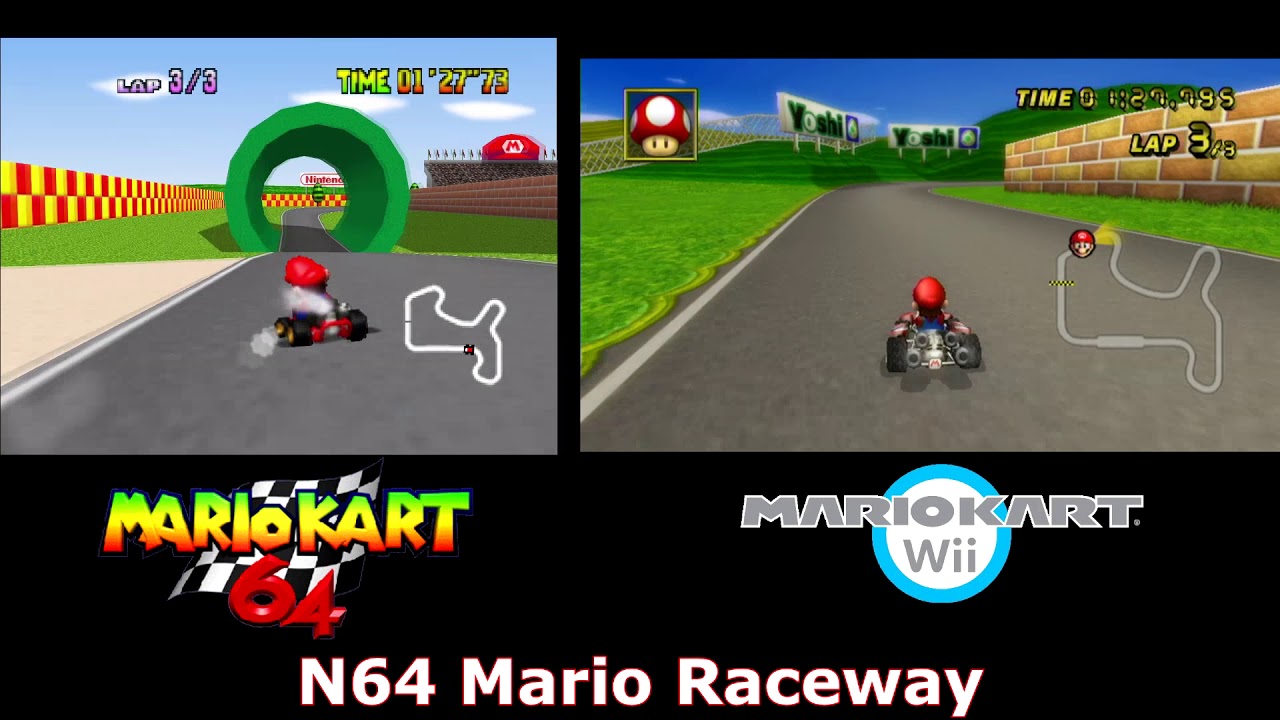 N64 Mario Raceway Mario Kart 64 and Wii Comparison - YouTube