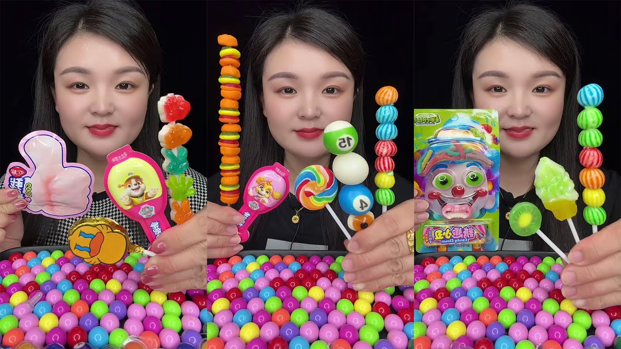 ASMR Satisfying Candy 🍭 Rainbow Candy 🍡 Funny Face Sweets 🤡 Sweet Party ...