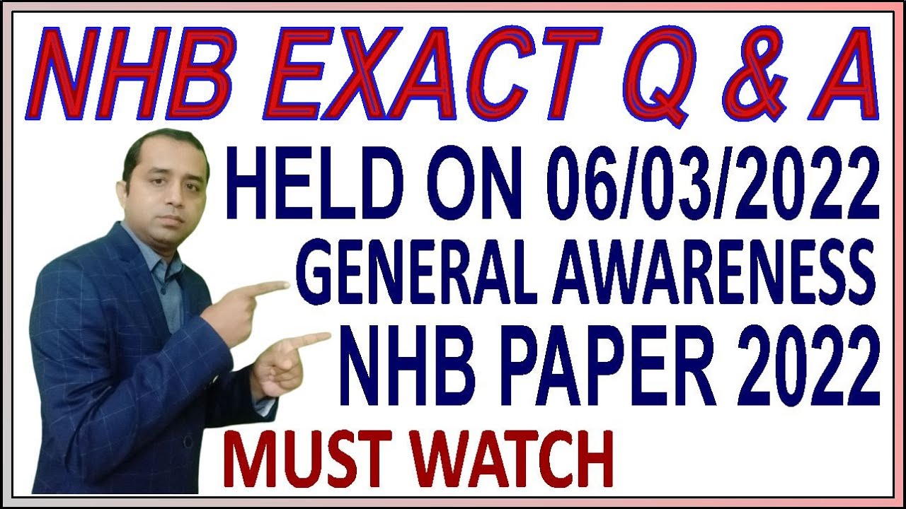 NHB Memory Based Question Paper | NHB 2022 General Awareness Question ...