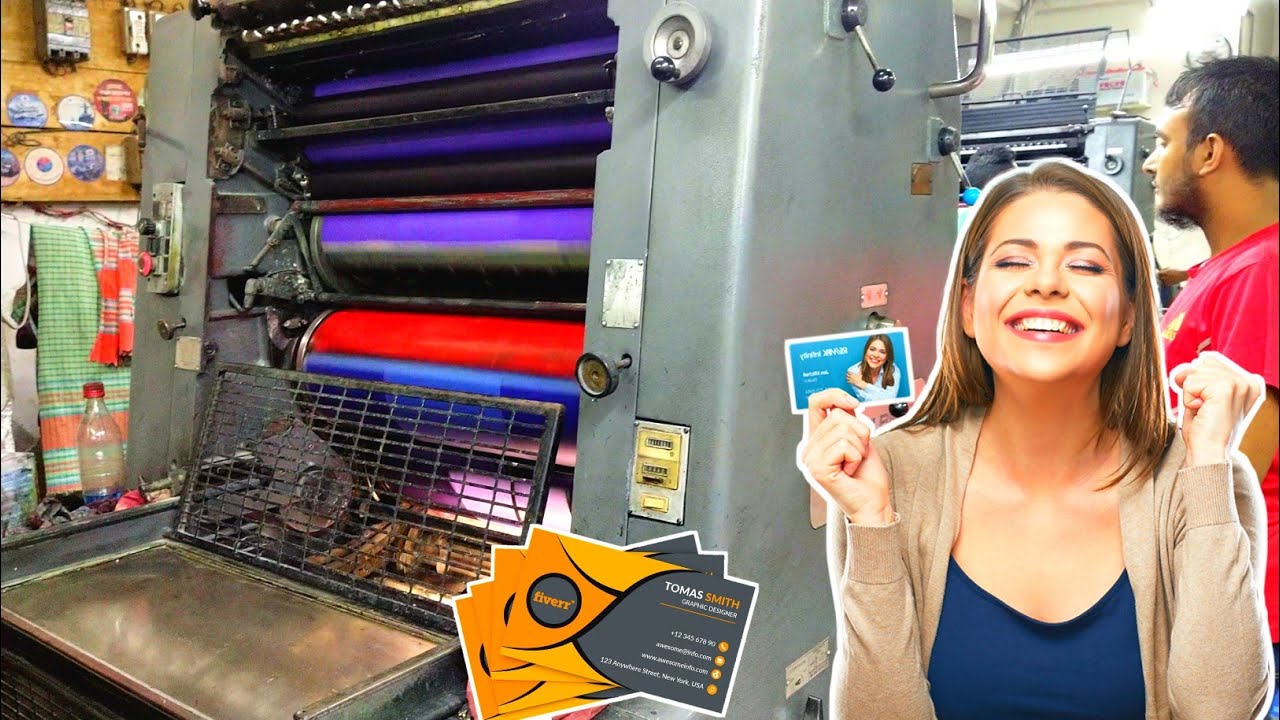 Offset printing visiting cards. Offset printing business cards process ...