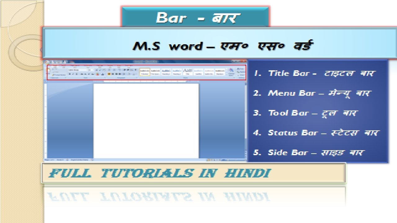 All bar in ms word title bar menu bar and toolbar and status are or ...