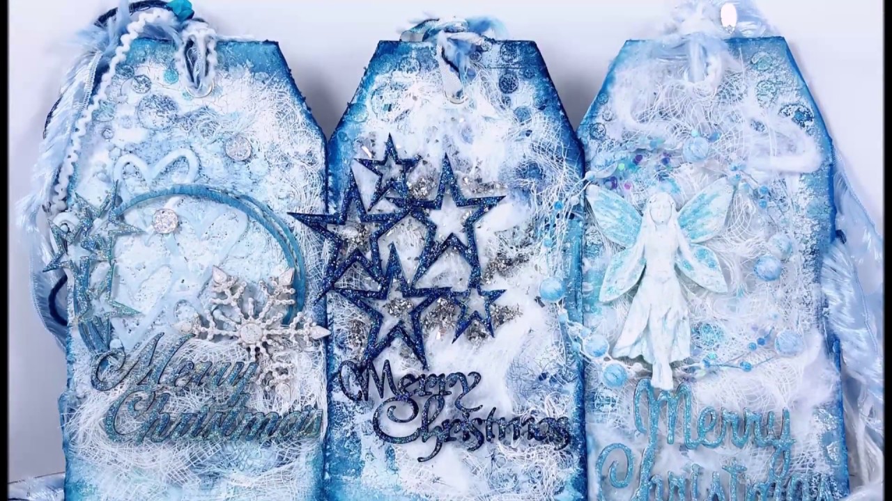 Mixed Media Christmas Tags - YouTube