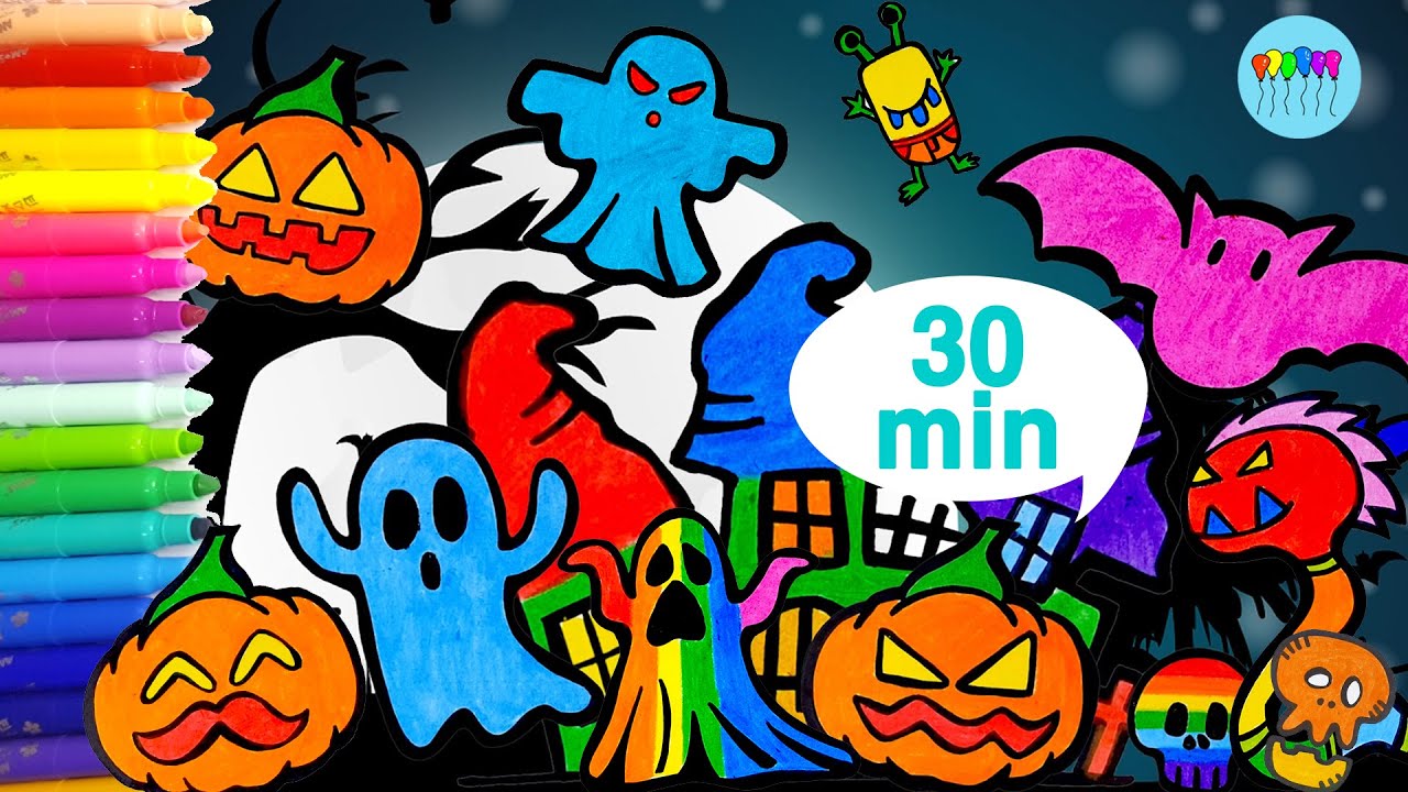 Halloween Drawing Collection for Kids | Ghosts, Monsters, Bats ...