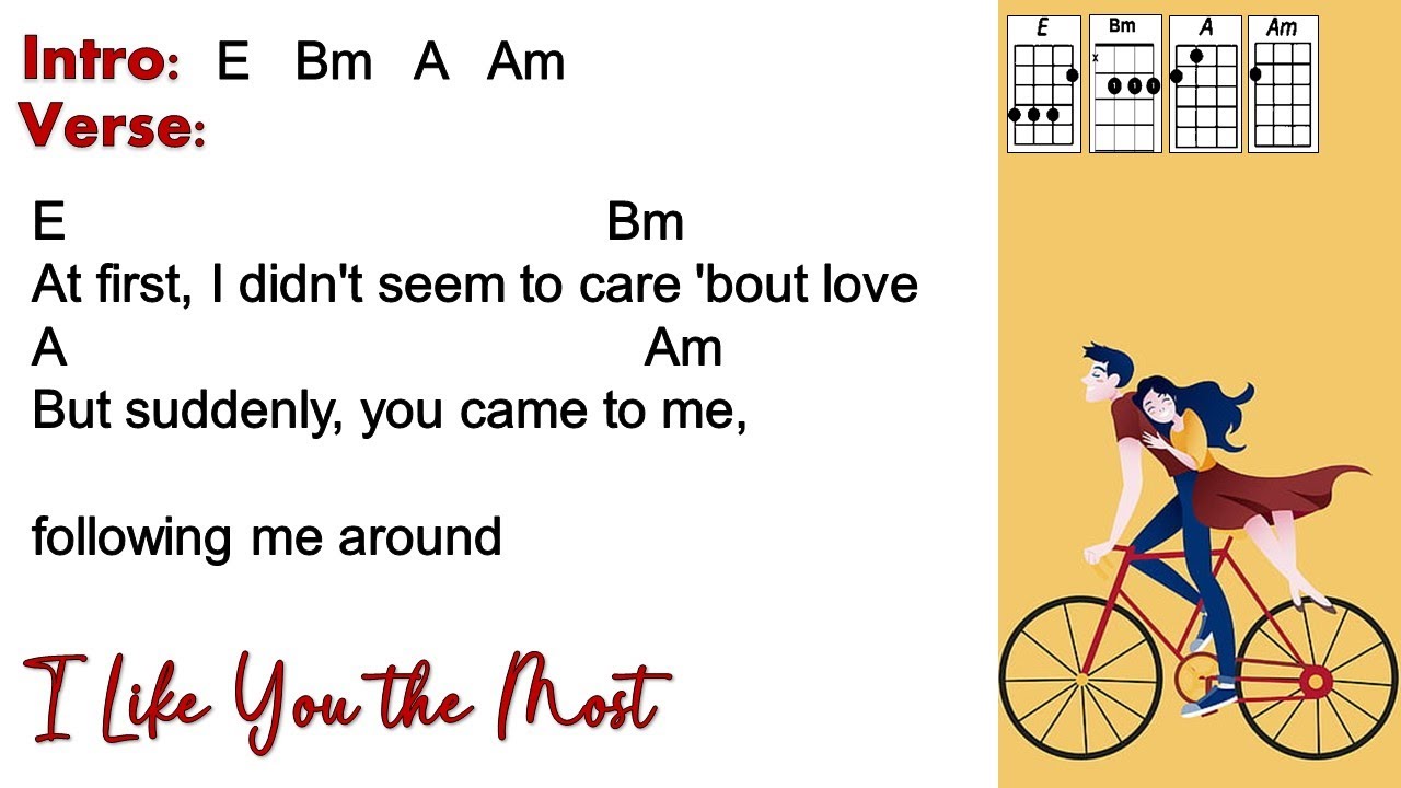 I Like You The Most Ponchet Ft Varinz English Version By Shad Ukulele Play Along Youtube