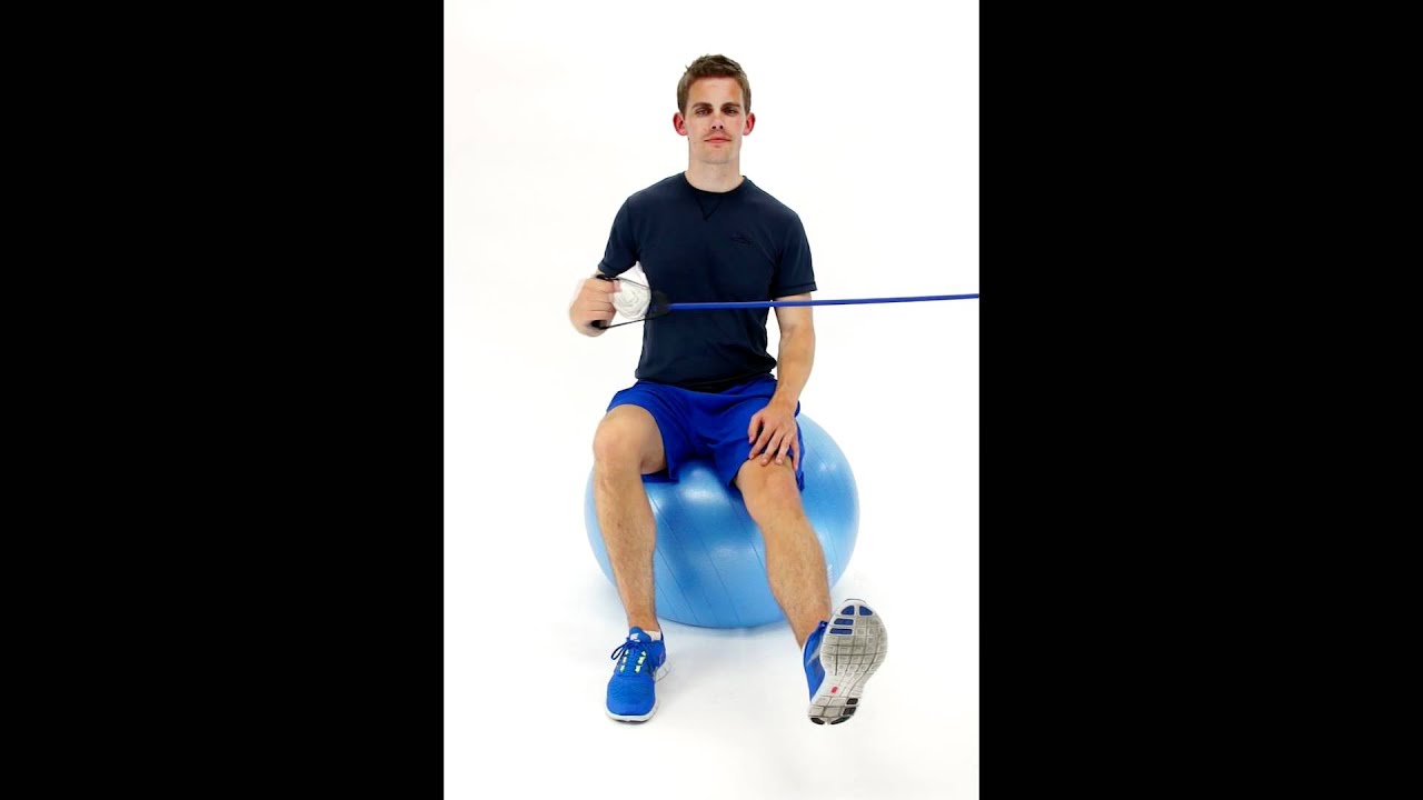 ELASTIC BAND EXTERNAL ROTATION - SEATED ON BALL - SINGLE LEG -hep2go ...