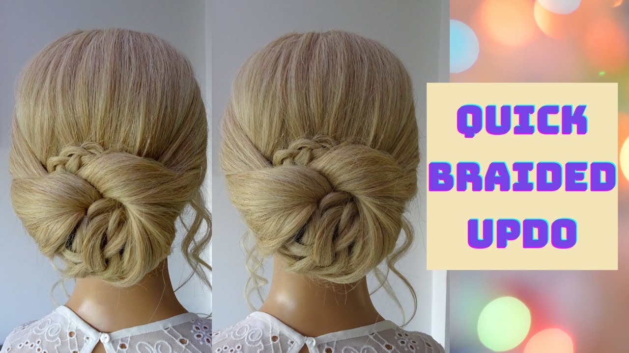 How to do a quick braided updo - low hairstyle - YouTube