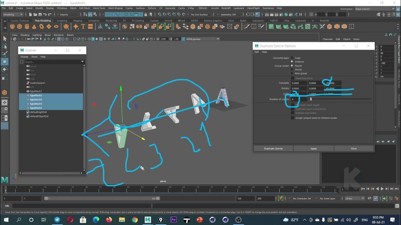 1_Basic Tools_003 [ Duplicate Duplicate Special & Duplicate with Transform ] _Maya Tutorial ...