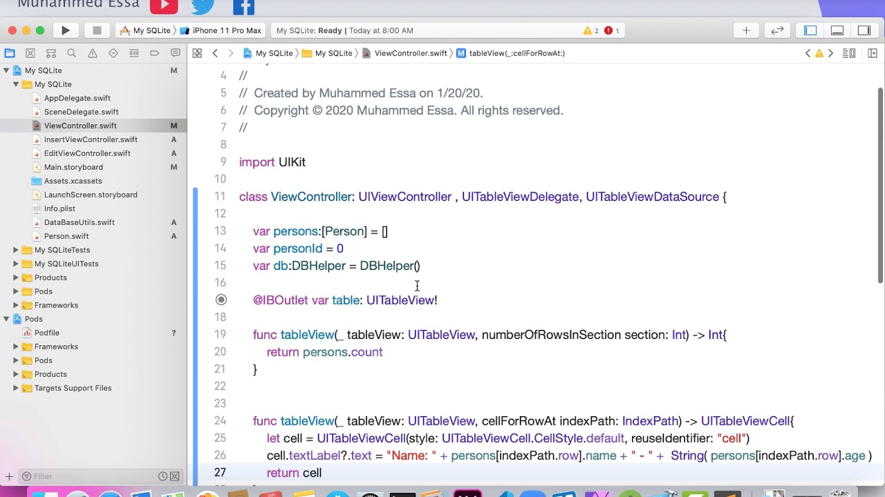 64 Swift Xcode Sqlite And Table View Controller Youtube 9806