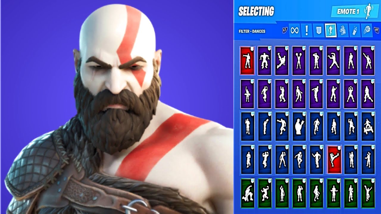 Kratos Skin Showcase With All Fortnite Dances & Emotes - YouTube
