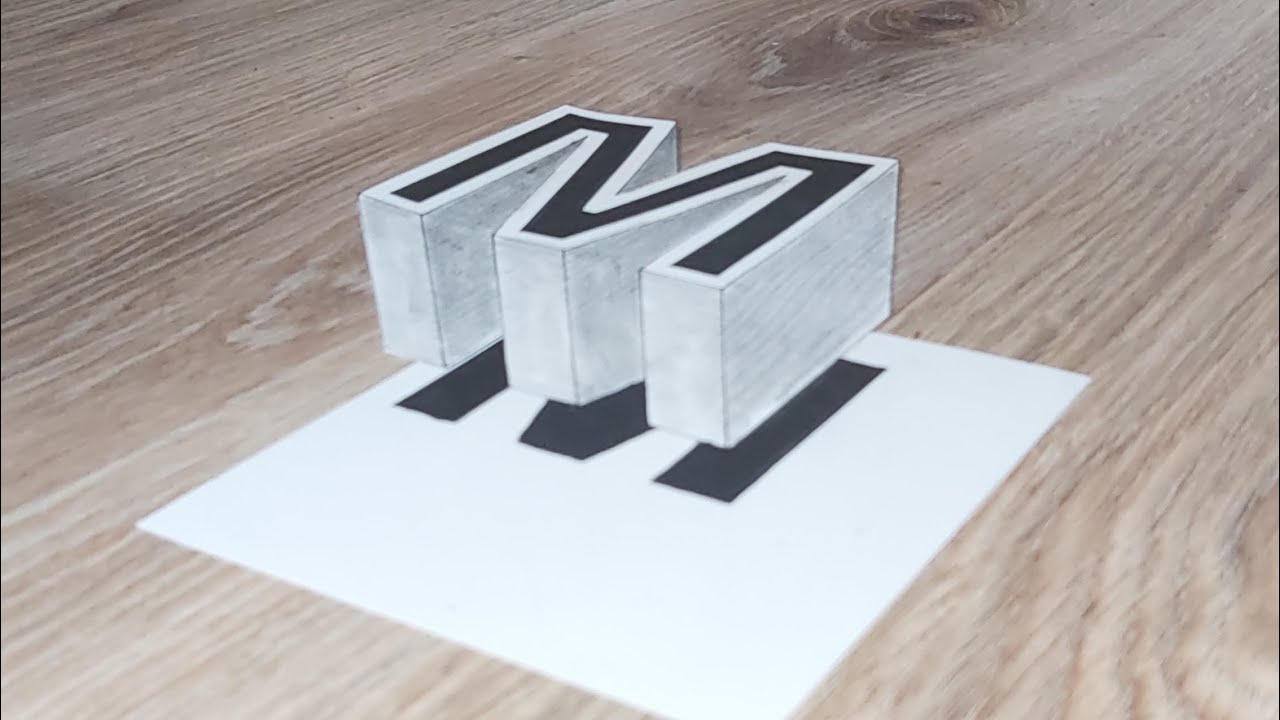 How to drawing letter M in 3d - YouTube