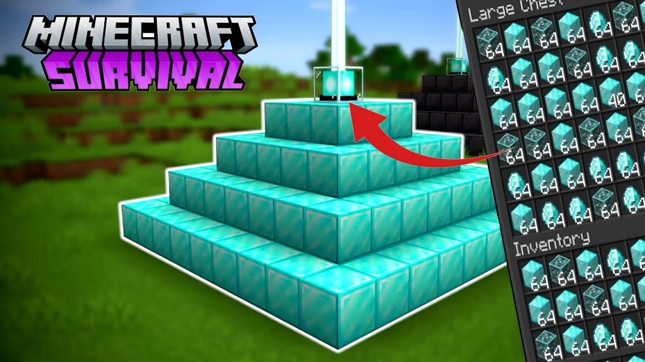 Building a Super Diamond Beacon in Minecraft PE 1.21 Survival Series #6 ...