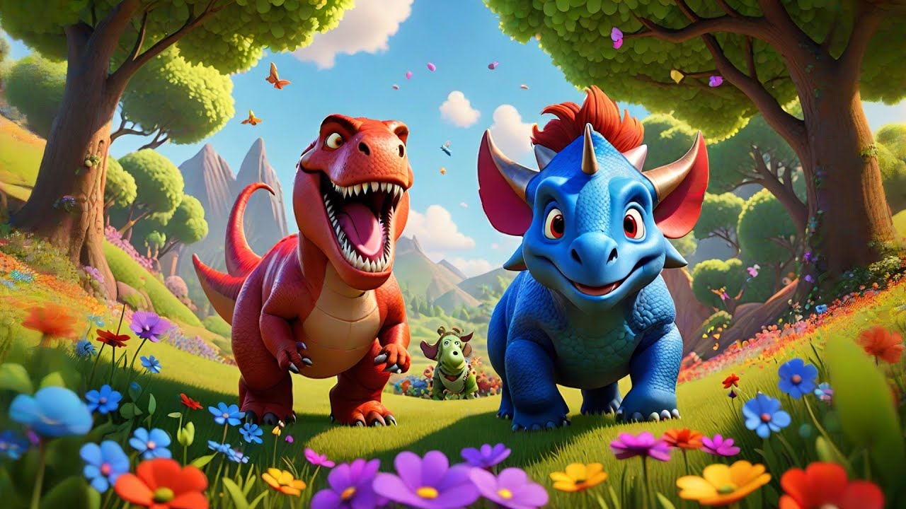 Seven Dancing Dinosaurs Sing with Me | Dinosaur Song for Kids | Rhymes ...