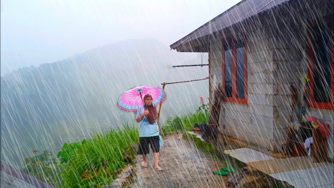 SUPER HEAVY RAIN IN THE HILL VILLAGE | RAIN SOUND FOR SLEEPING | RAIN ...