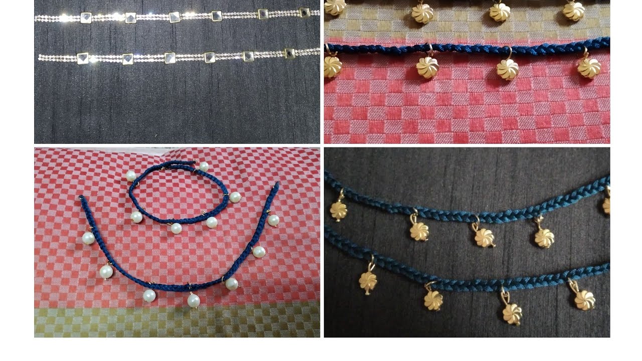 Black thread Payal// beaded anklet - YouTube