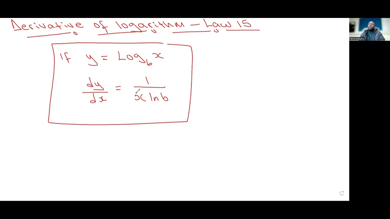 16 of 32 - Law 15 - The derivative of logarithm - Logarithm - YouTube