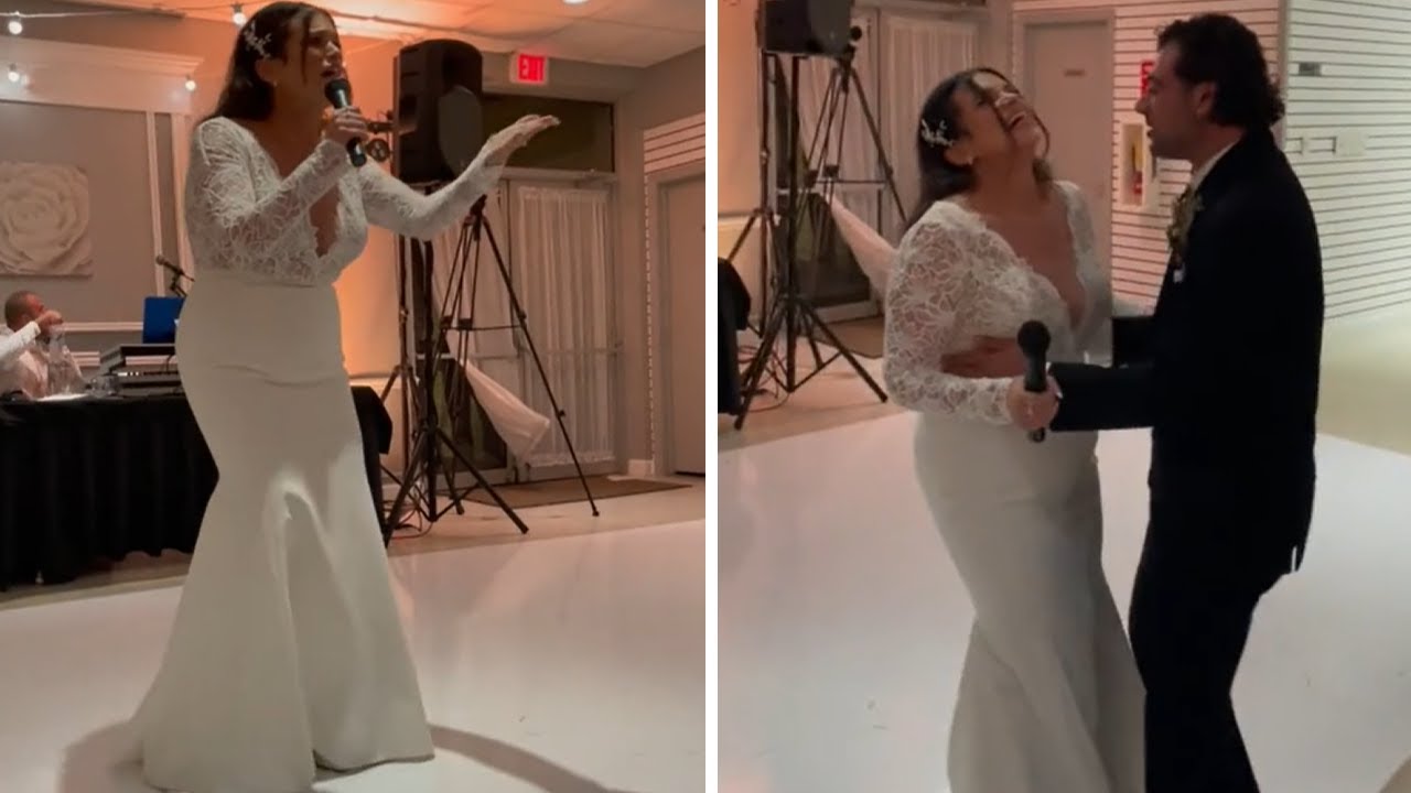 Bride delivers surprise rap for husband during wedding - YouTube