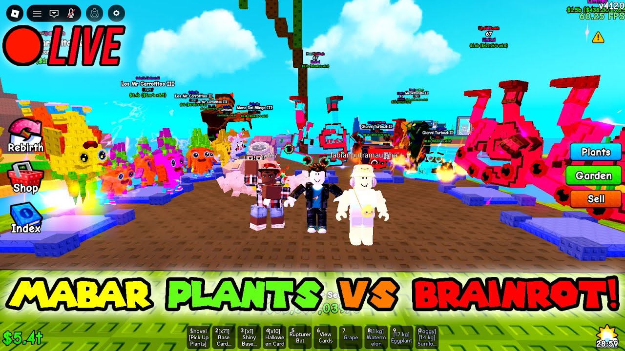 🔥LIVE Plants vs Brainrots (PVB) Roblox Indonesia! Gameplay Seru Lawan ...