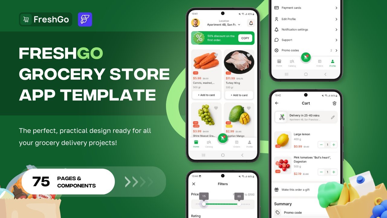 FreshGo - Grocery Store App Template | #flutterflow - YouTube