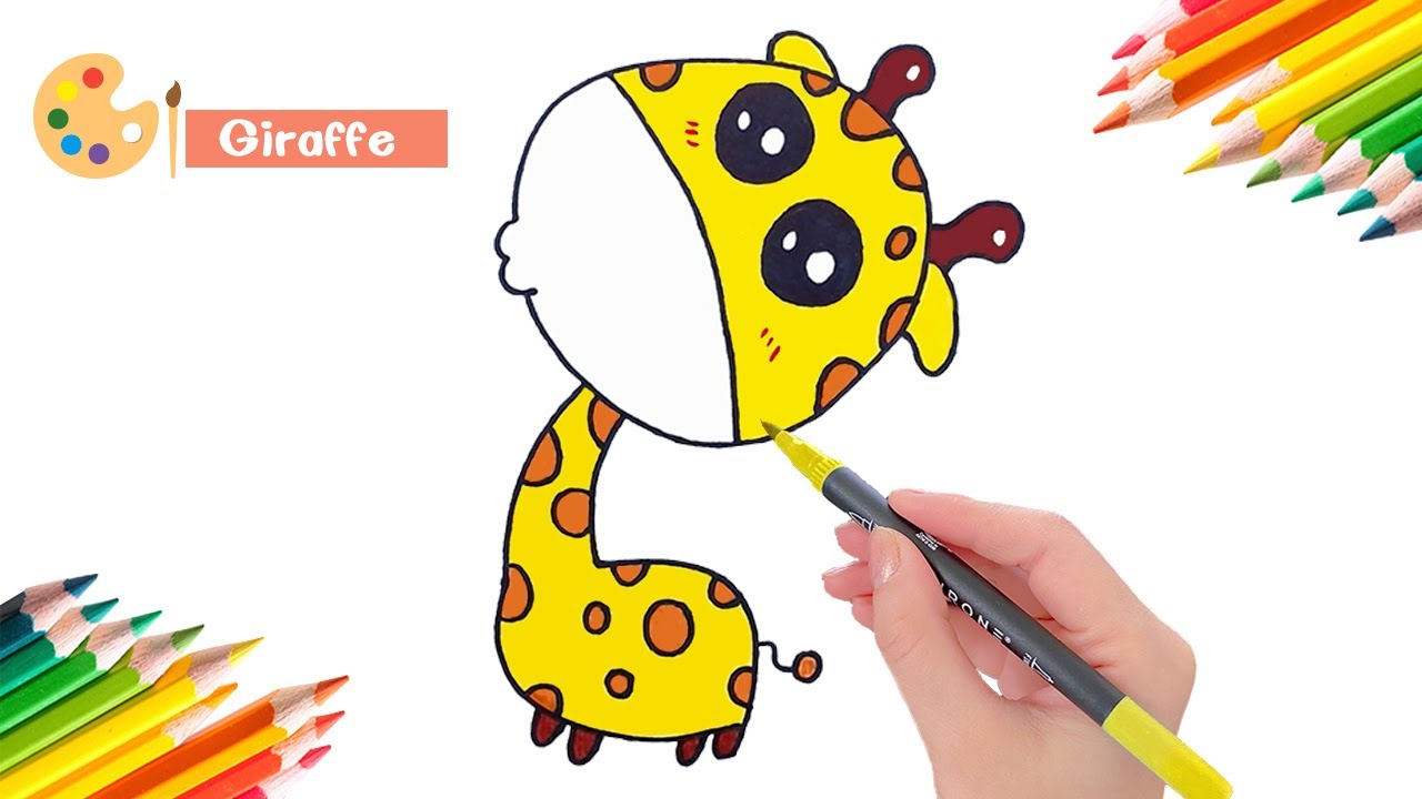 [Kids Art Maker] How To Draw A Cute Giraffe | Learn giraffe drawing and ...
