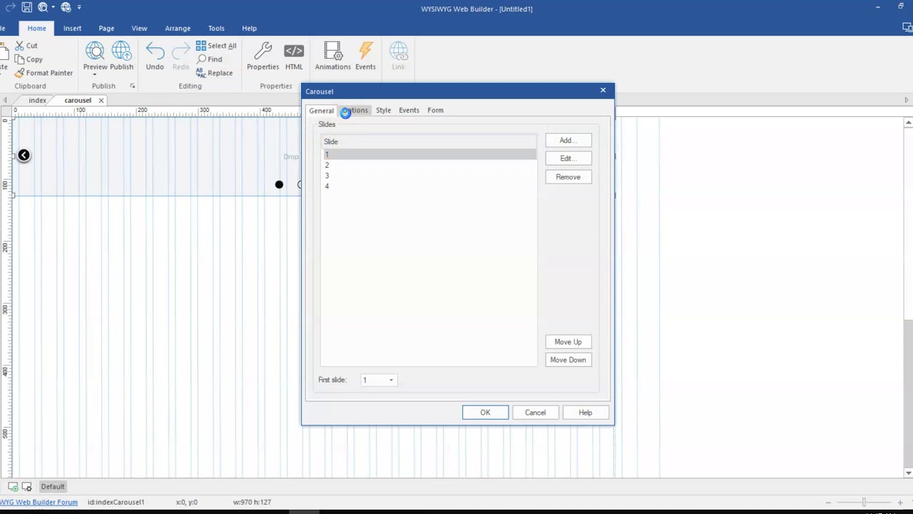 How to embed a carousel in layout grid in WYSIWYG Web Builder - YouTube