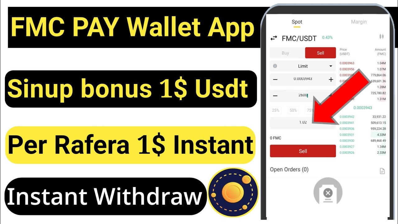 FMC PAY Exchange Wallet New Earning App Sinup bonus 1$ USDT Instant Per Rafera 1$ Instant bonus ...