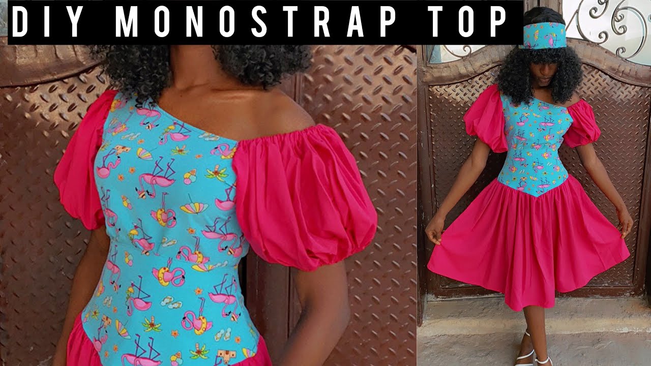 How to cut and sew a mono strap top with puff sleeve (beginner’s ...