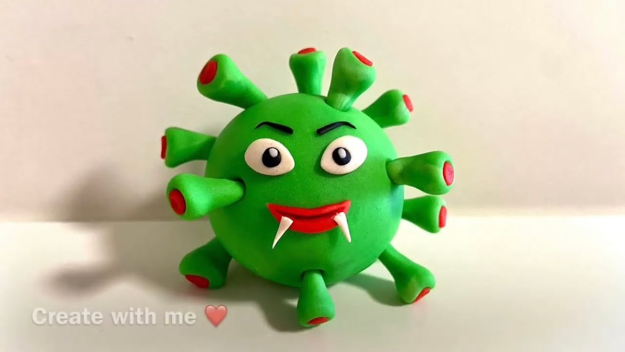 ️ Clay art - how to make a virus 🦠/ Coronavirus/ playdoh model craft ...