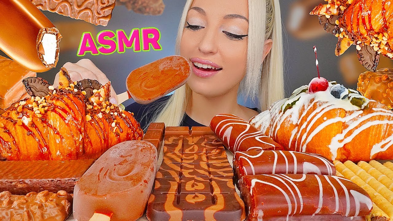 Asmr Eating Chocolate Ice Cream Candy Bars Croissants 초콜릿 디저트 아이스