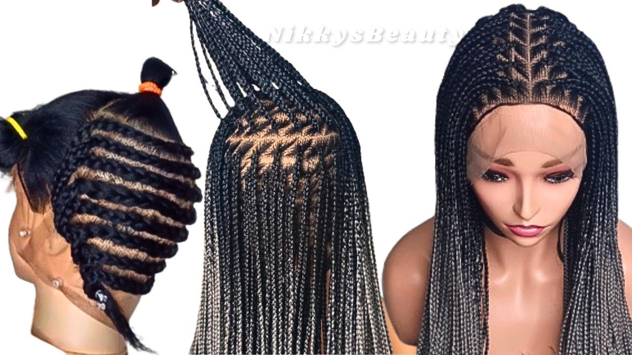 New Pre Parting Parallelogram Small Knotless Braids Hairstyle / Wig ...