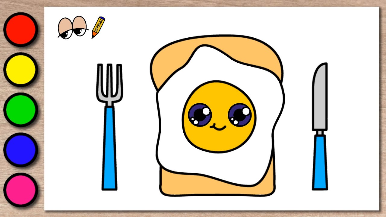 How to Draw Cute Bread - Drawing Breakfast for Kids and Toddler - YouTube